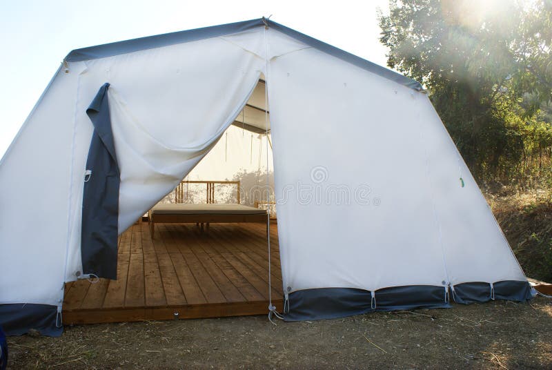 Large camping tent open stock image. Image of campaign - 25868067