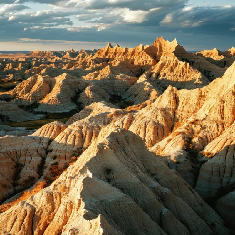 A Large Canyon with Hills and a Cloudy Sky Stock Illustration ...