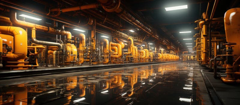 Large Capacity Ammonia Production Workshop, Pipeline Stock Illustration ...