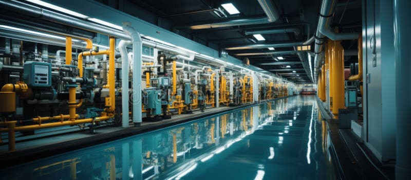 Large Capacity Ammonia Production Workshop, Pipeline Stock Illustration ...