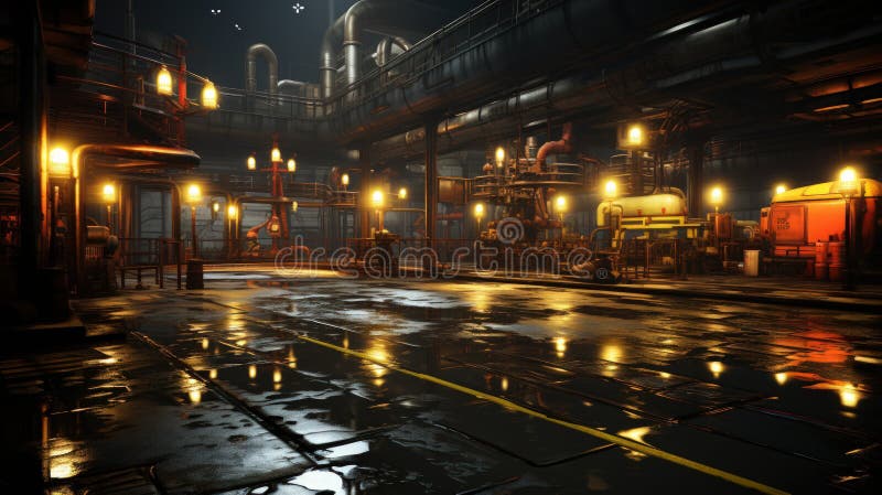 Large Capacity Ammonia Production Workshop, Pipeline Stock Illustration ...