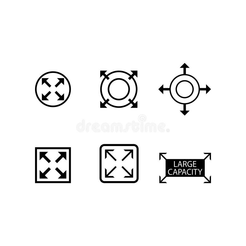 Large Capacity Icon, Expand Icon Set - Vector Illustration. Stock ...