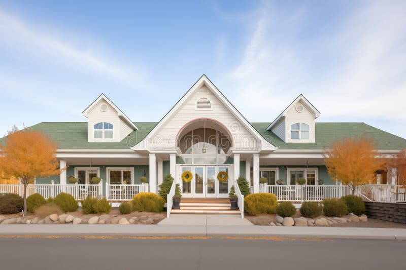 Large Cape Cod with Multiple Gables and a Grand Entrance Stock Image ...