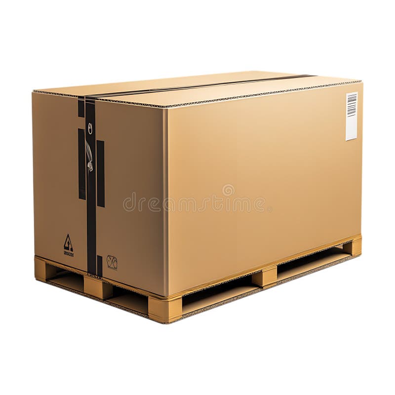Large Cardboard Box on Pallet Shipping Storage on Transparent Background Stock Illustration ...