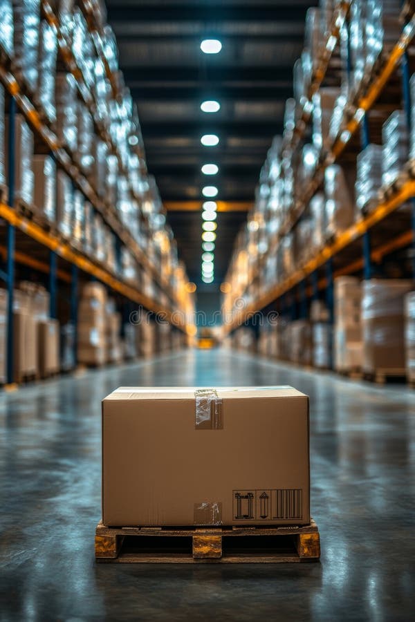 Large Cardboard Box on Pallet, Warehouse Storage, Logistics, Shipping ...