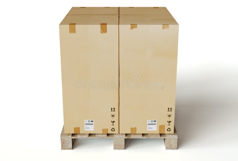 Large Cardboard Box Stack on Wooden Pallet Stock Illustration ...