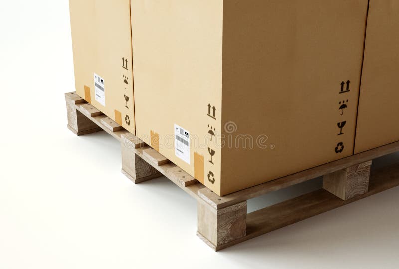 Large Cardboard Box Stack on Wooden Pallet Stock Illustration ...