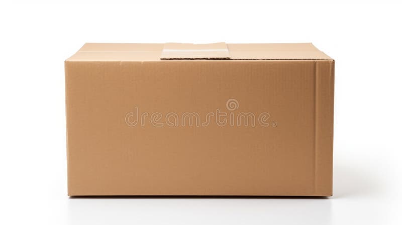Large Cardboard Postal Box Courier Parcel Isolated on White. Neural ...