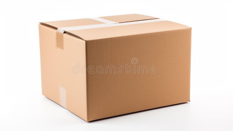 Large Cardboard Postal Box Courier Parcel Isolated on White. Neural ...