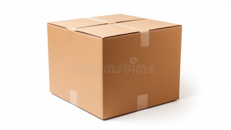 Large Cardboard Postal Box Courier Parcel Isolated on White. Neural ...