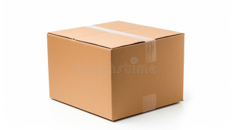 Large Cardboard Postal Box Courier Parcel Isolated on White. Neural ...