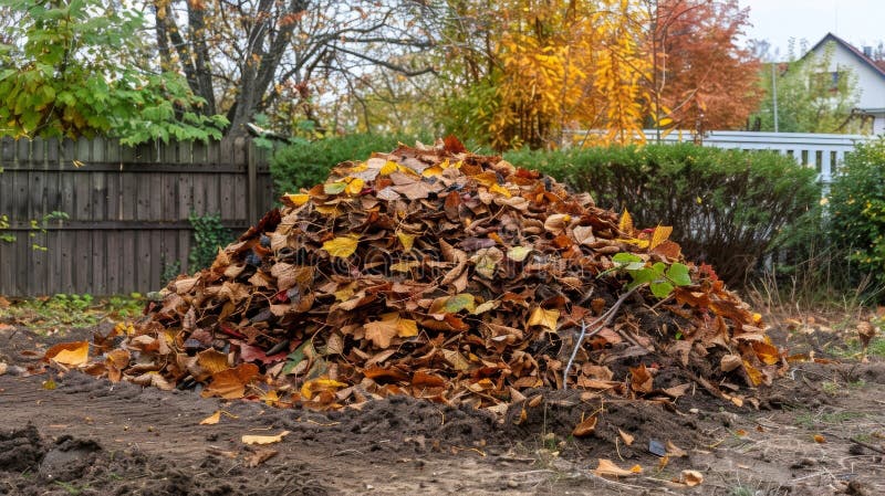 A Large Carefully Stacked Pile of Leaves Ready To Be Turned into ...