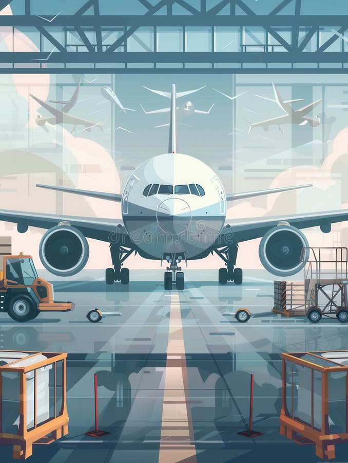 A Large Cargo Airplane Sits on the Runway, Surrounded by Equipment for ...