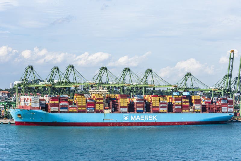 Large Cargo Container Ship "MARY MAERSK" Owned by Maersk, Berthed in ...