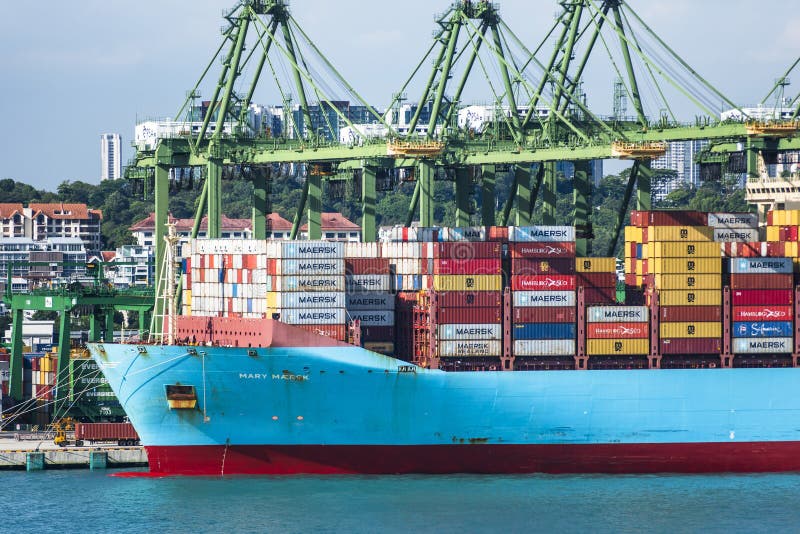 Large Cargo Container Ship "MARY MAERSK" Owned by Maersk, Berthed in ...