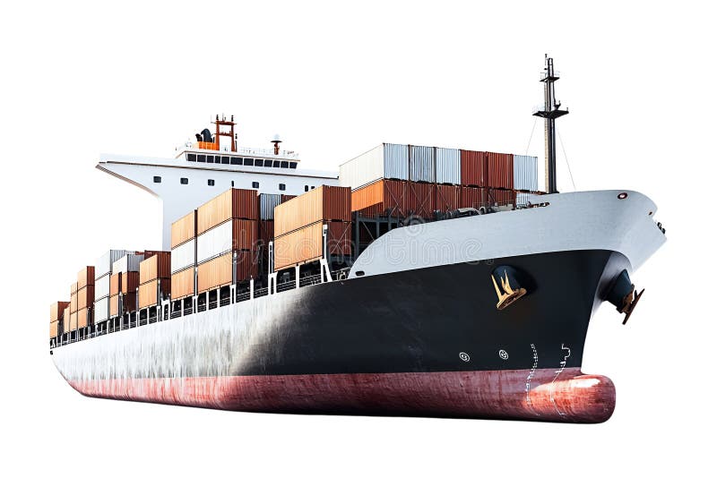 Large Cargo Container Ship with Multiple Shipping Containers, Isolated ...