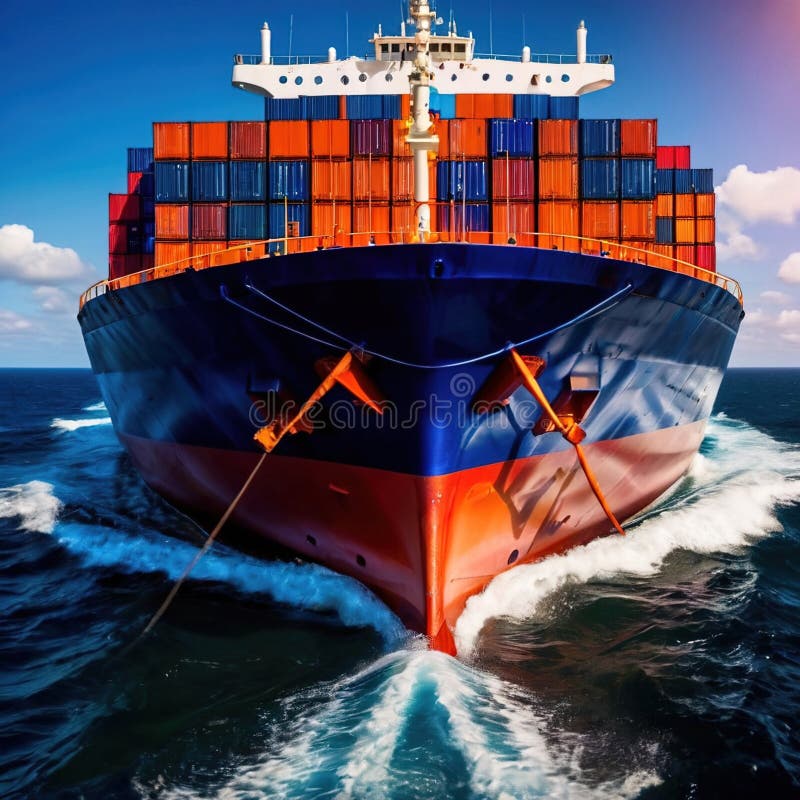 Large Cargo Container Ship, Naval Logistics Shipping Transport ...