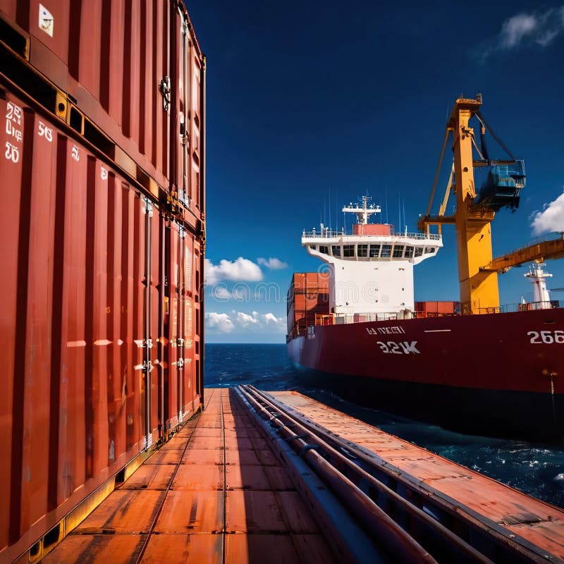 Large Cargo Container Ship, Naval Logistics Shipping Transport ...