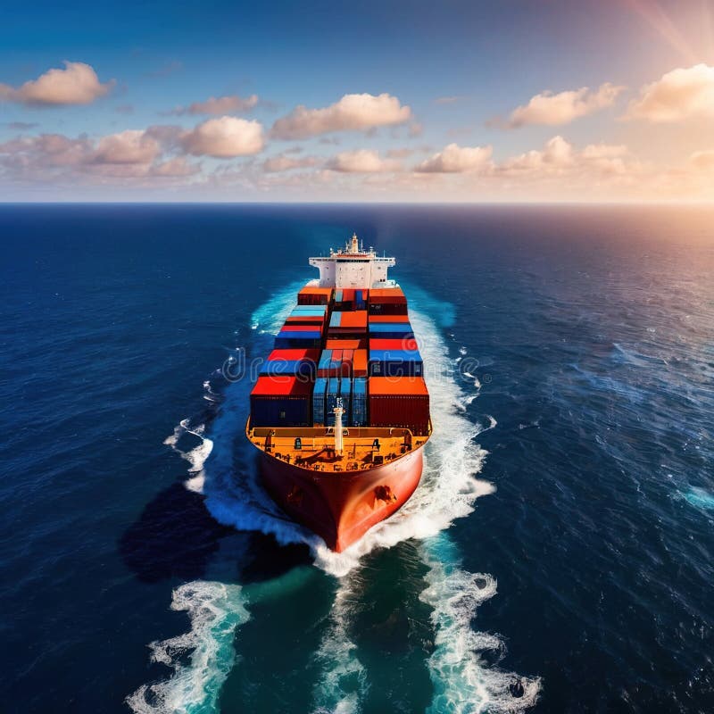 Large Cargo Container Ship, Naval Logistics Shipping Transport ...