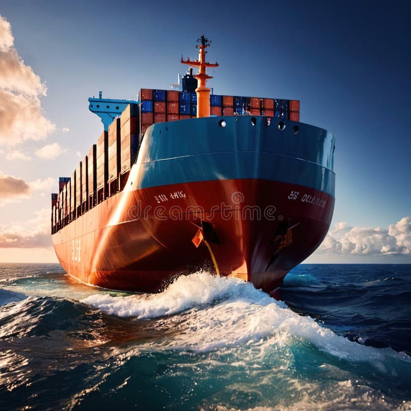 Large Cargo Container Ship, Naval Logistics Shipping Transport ...