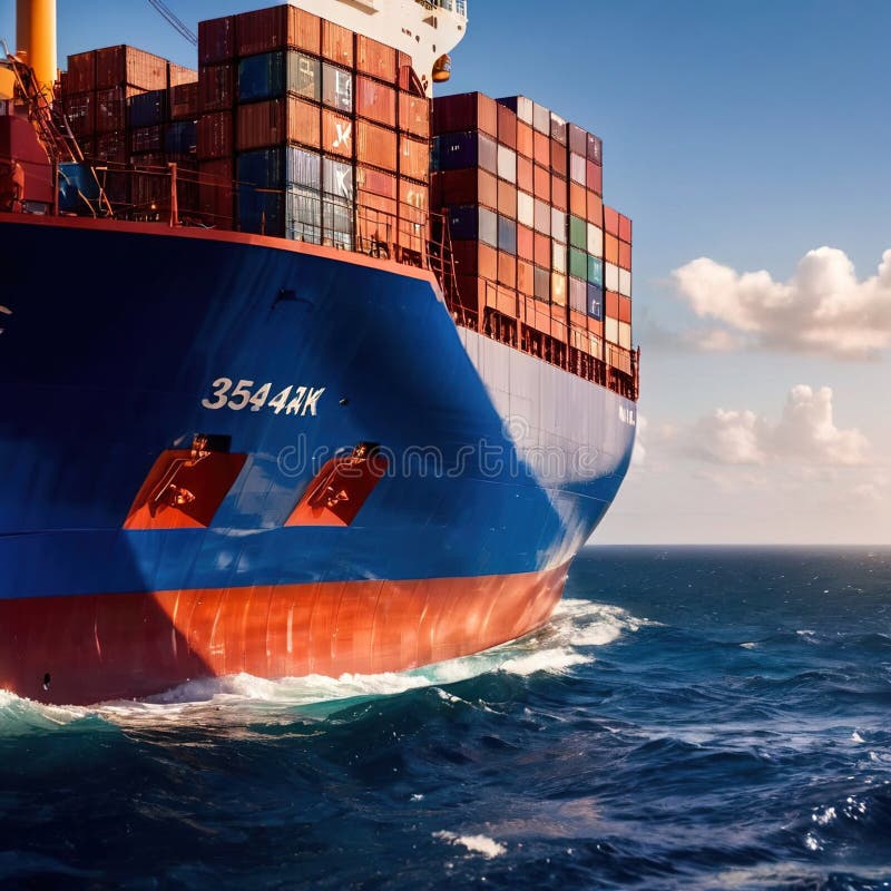 Large Cargo Container Ship, Naval Logistics Shipping Transport ...