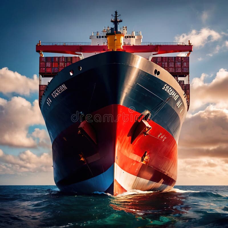 Large Cargo Container Ship, Naval Logistics Shipping Transport ...