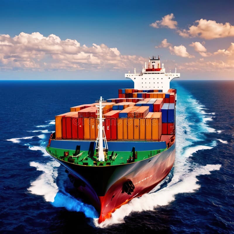 Large Cargo Container Ship, Naval Logistics Shipping Transport ...