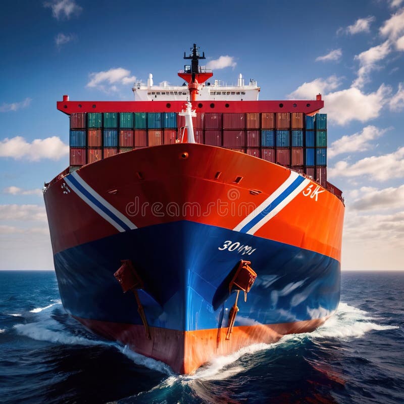 Large Cargo Container Ship, Naval Logistics Shipping Transport ...