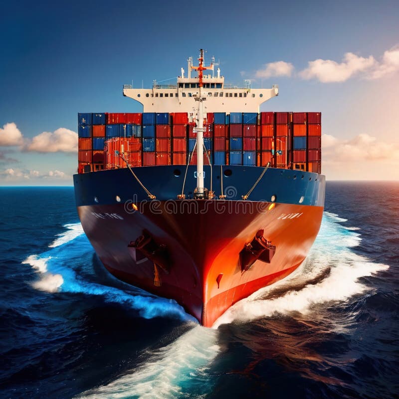 Large Cargo Container Ship, Naval Logistics Shipping Transport ...