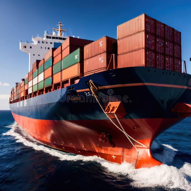 Large Cargo Container Ship, Naval Logistics Shipping Transport ...