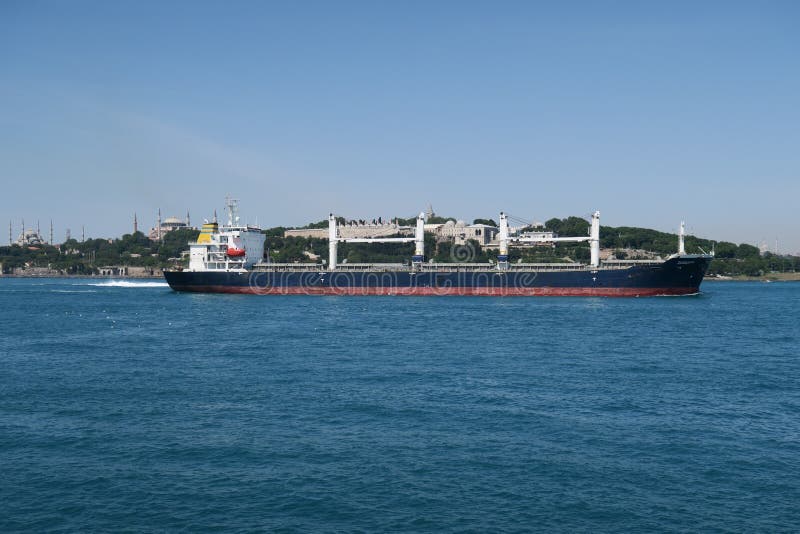 Large Cargo Container Ship Passing through Bosphorus, in Istanbul ...
