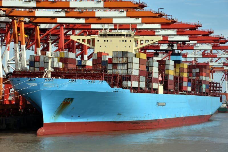 Large Cargo Container Ship in the Port of Yangshan. Editorial Stock ...