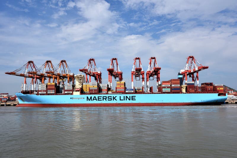Large Cargo Container Ship in the Port of Yangshan. Editorial ...