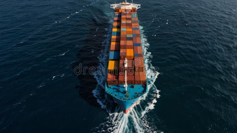 Large Cargo Container Ship Sailing Across the Ocean Stock Photo - Image ...