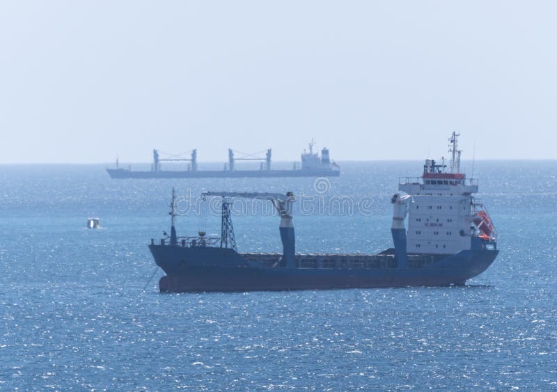 Large Cargo Ship in the Black Sea in the Calm in Novorossiysk Editorial ...