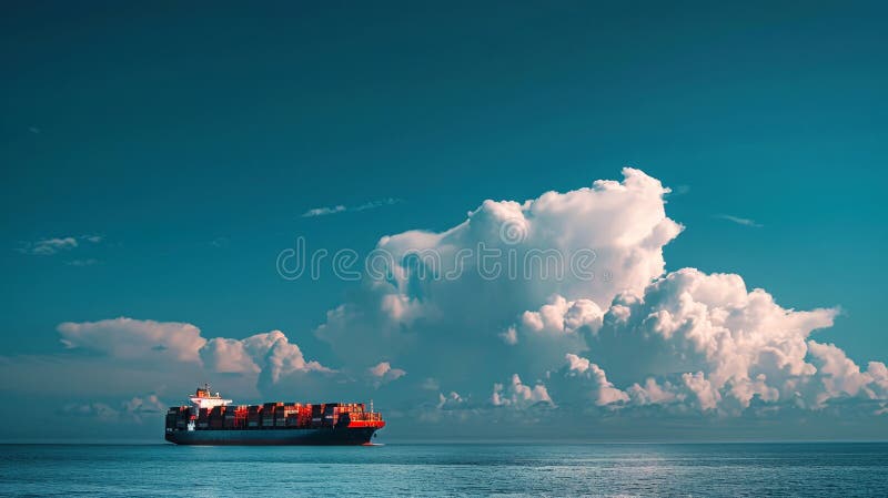 A Large Cargo Ship Carrying Containers Traversing the Vast Open Sea ...