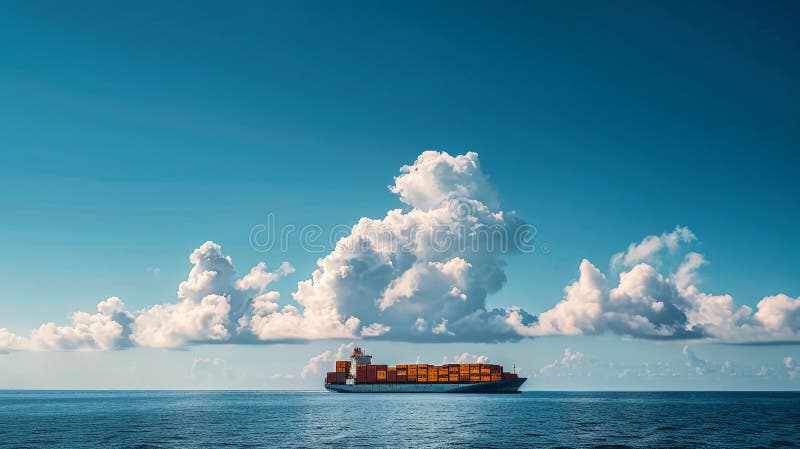 A Large Cargo Ship Carrying Containers Traversing the Vast Open Sea ...