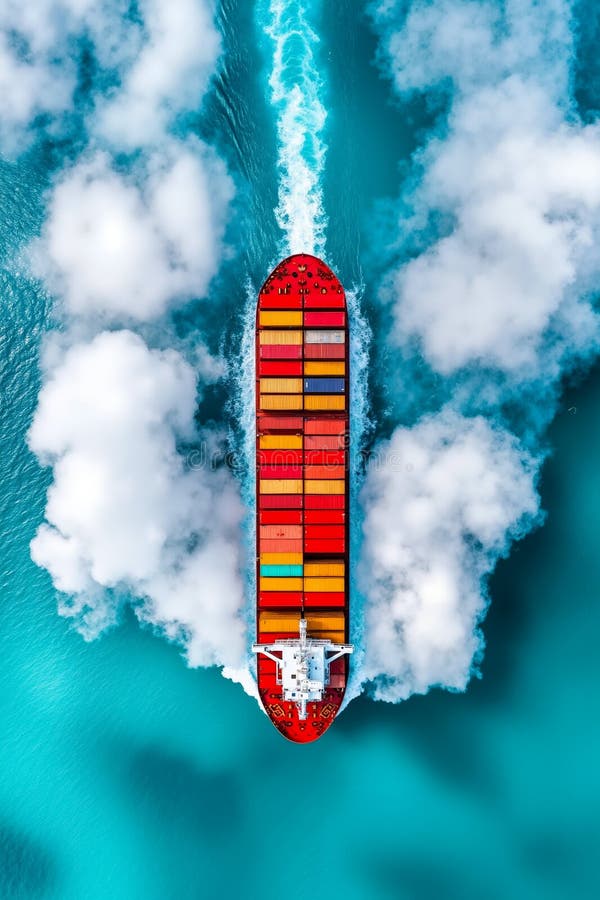 A Large Container Ship in the Middle of the Ocean Surrounded by Clouds ...