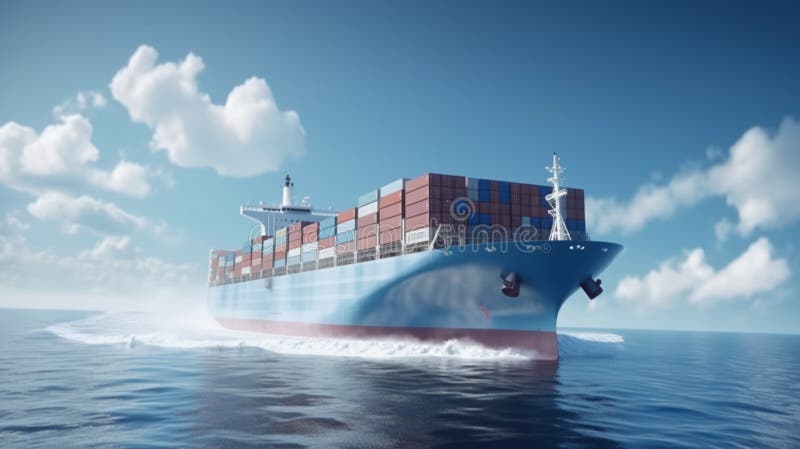 Large Cargo Ship with Containers for Cargo. the Concept of ...