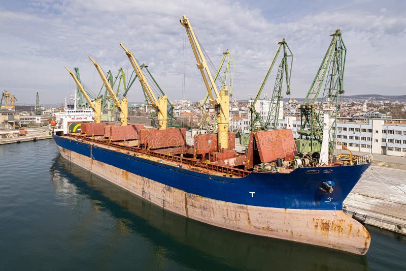 Large Cargo Ship in a Dock at Port Stock Photo - Image of industrial ...