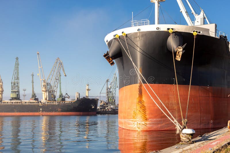 Large Cargo Ship in a Dock at Port Stock Photo - Image of storage ...