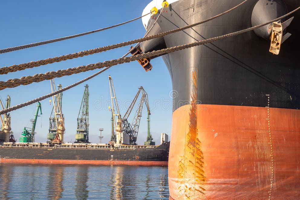 Large Cargo Ship in a Dock at Port Stock Photo - Image of freight ...