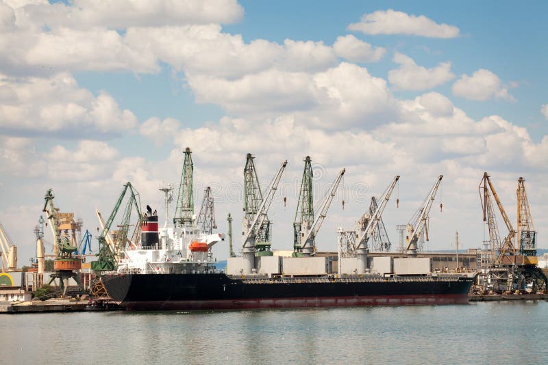 Large Cargo Ship in a Dock at Port Stock Image - Image of europe, stack ...
