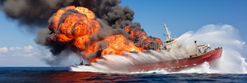 A Large Cargo Ship Experiences a Massive Explosion while Sailing on ...