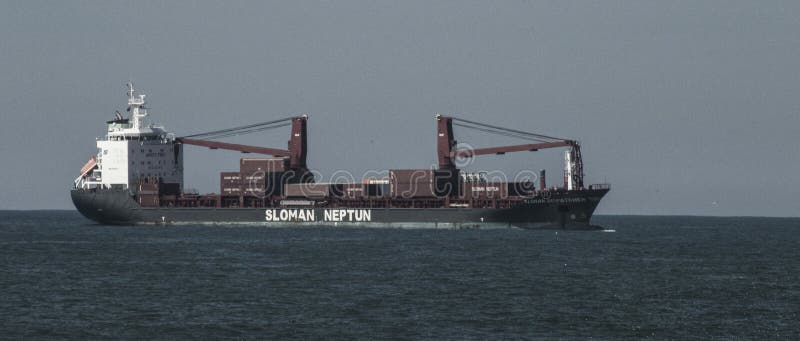 Large Cargo Ship Far Out To Sea Editorial Photo - Image of ...
