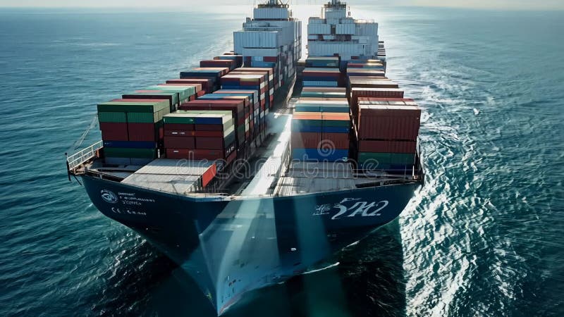 Large Cargo Ship Loaded with Containers, Navigating through Calm Waters ...