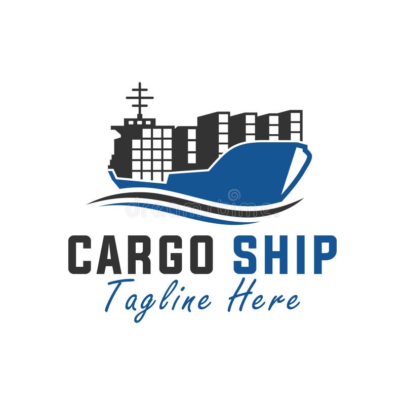 Large cargo ship logo stock illustration. Illustration of cruise - 392637551