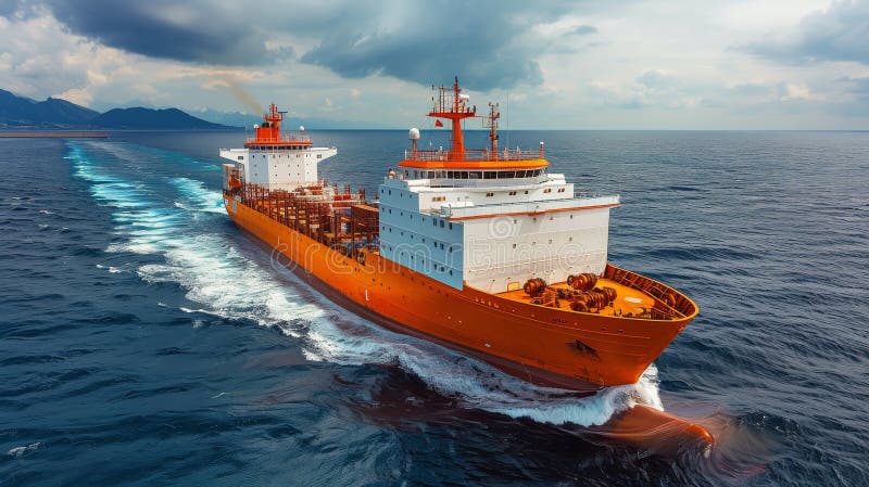 Large Cargo Ship in the Middle of the Ocean Stock Photo - Image of ...