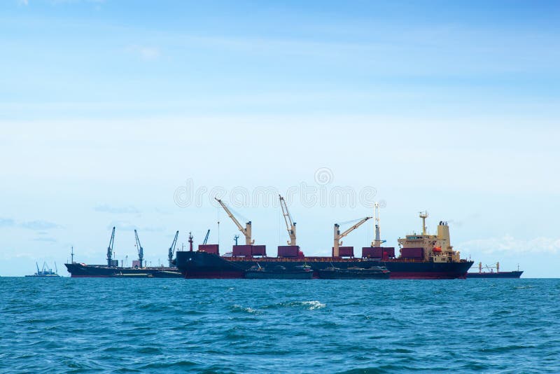 Large cargo ship. stock image. Image of freighter, logistics - 34270389