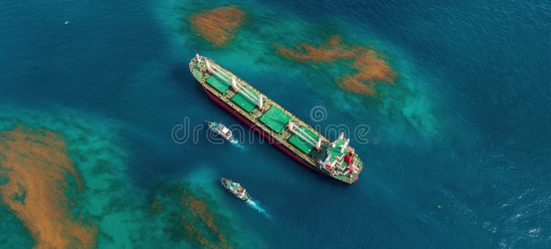 The Large Cargo Ship Navigating through Beautiful Turquoise Waters. AI ...